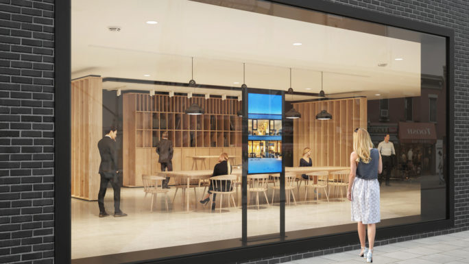 Samsung window display for real estate and travel agencies | nofuss