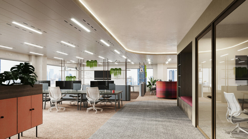 Workplace 3D visualization done by nofuss for Axiom Workplaces