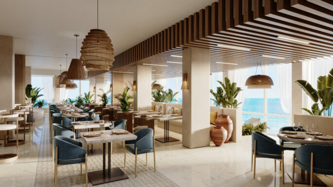 Hotel 3D rendering project on Algarve beach for NPrieto Studio